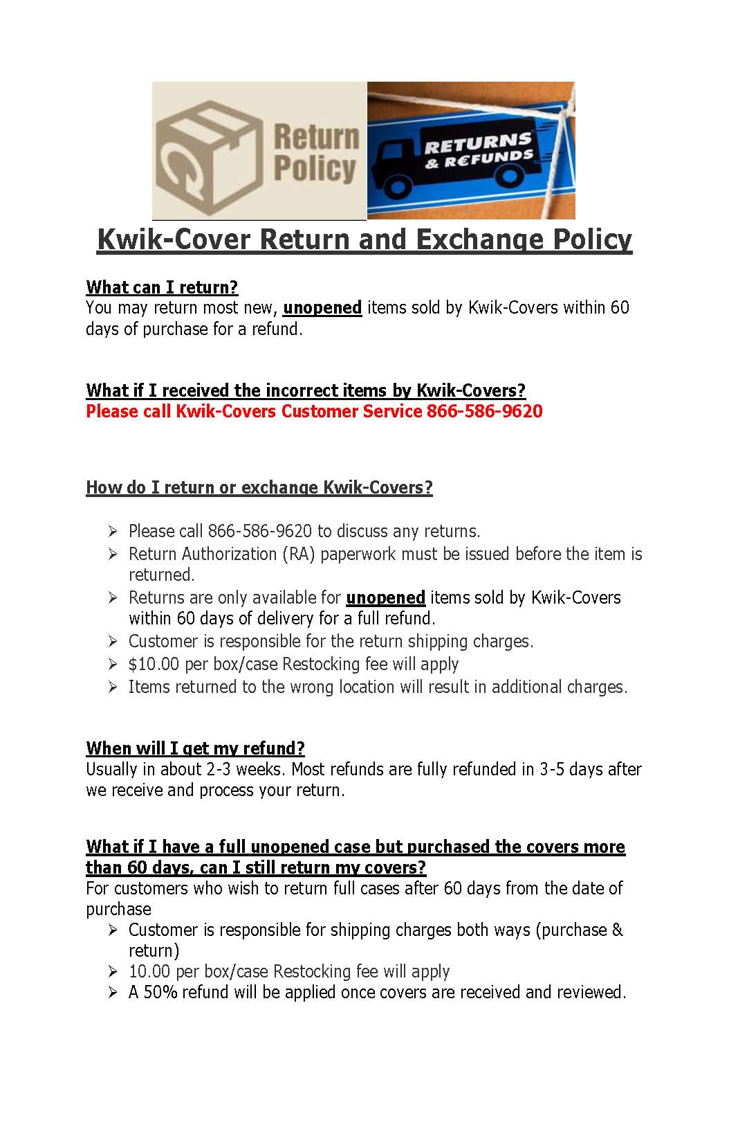 Kwik-Covers product return policy-Kwik-Covers plastic with elastic ...